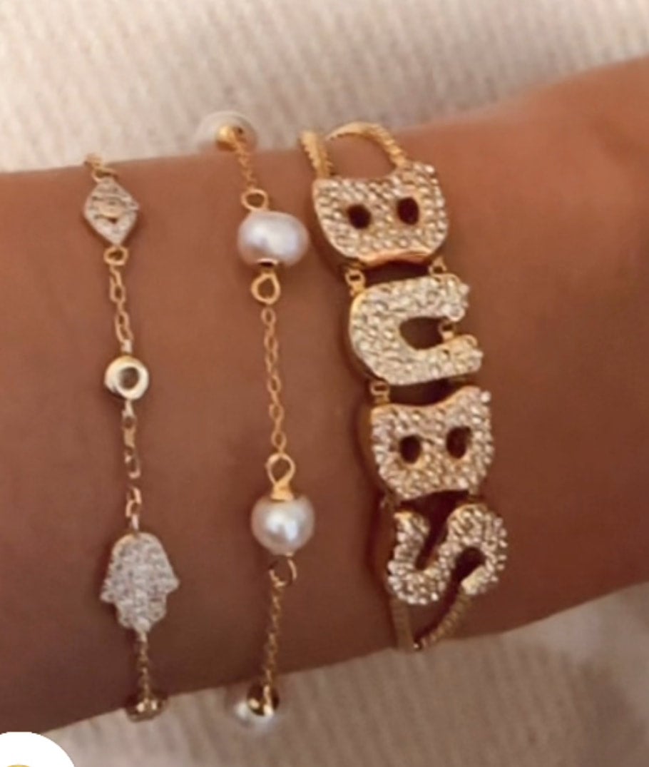 bubble letters bracelet