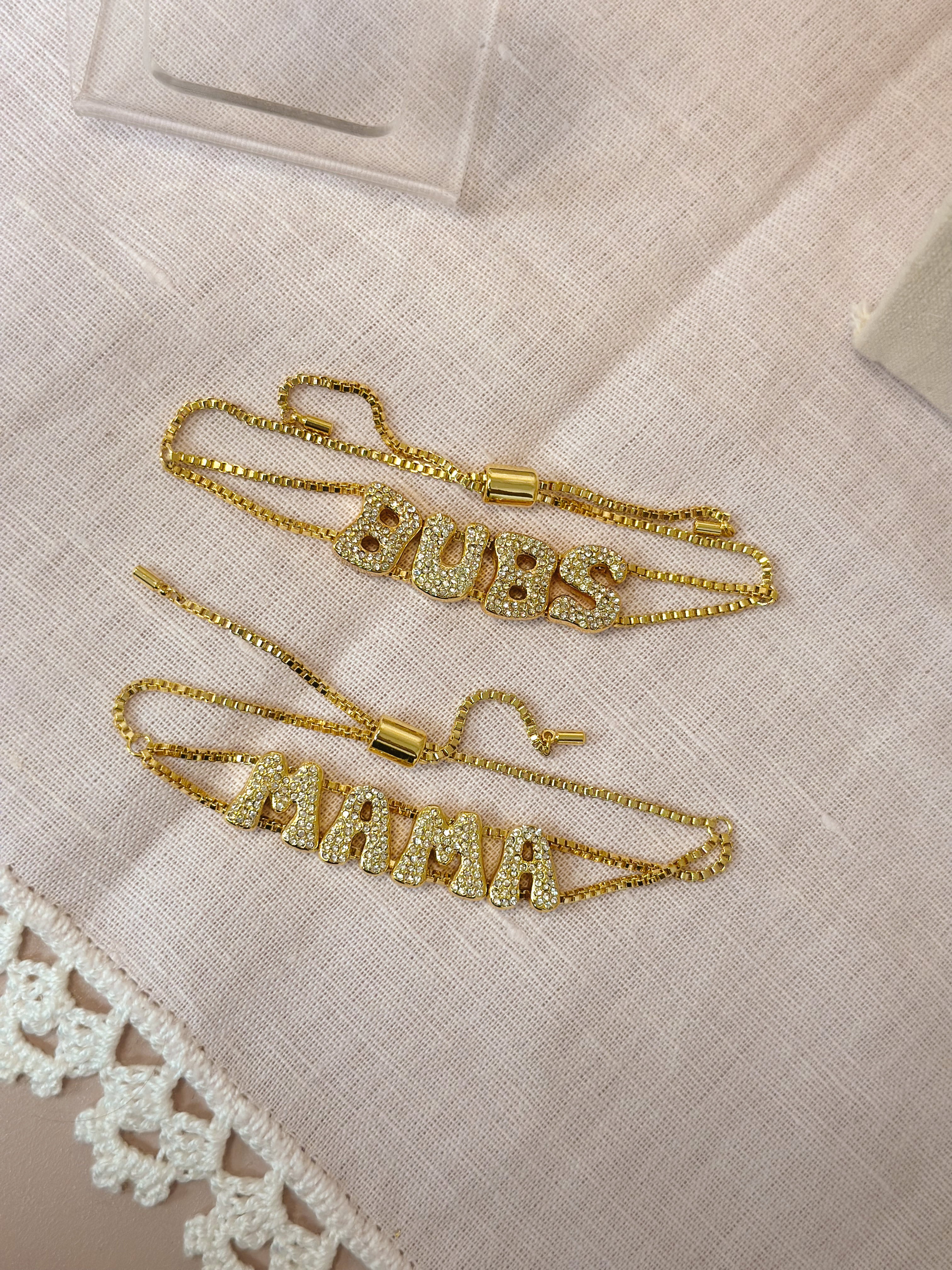 bubble letters bracelet